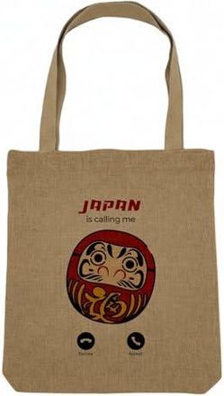 Fabulous Sac Shopping Tote Bag Aspect Lin - Japan Is Calling Me Daruma Culture Travel - Sac de Courses Toile Epaisse 360g Beige Naturel Cabas Port&eacute; Epaule Soli
