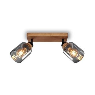 Briloner Deckenlampe, Deckenleuchte, Lampe, Rauchglas, Schwenkbar, Wohnzimmerlampe, Schlafzimmerlampe, K&uuml;chenlampe, Schwarz-Holz