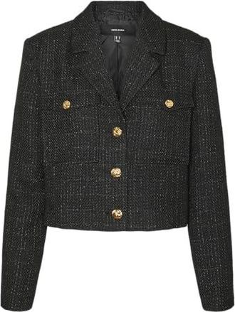 Vero Moda Vmlaura Crop Jacket, Noir, M Femmes