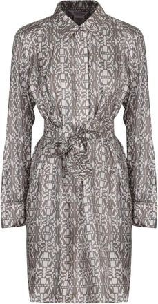 Max Mara Femme, Robes, Gris, Taille: 40 FR Printed Long Sleeve Shirt Dress