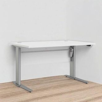 Dmora Schreibtisch Philomene, Mehrzweckschreibtisch, Bürotisch für PC, Eckschreibtisch, 120x80 h75 cm, Weiß und Grau