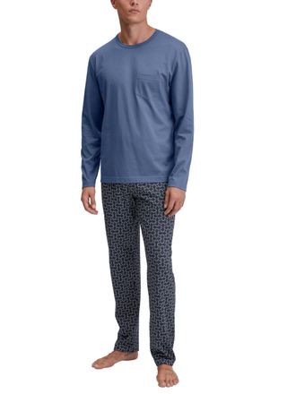 CALIDA Relax Imprint Pyjama, lang Herren, aus 100% Baumwolle, pflegeleicht, elastisch und formstabil, in Single Jersey