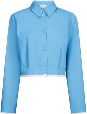 Gestuz Chemise courte &agrave; col classique en coton m&eacute;lang&eacute;