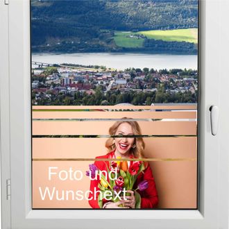 Indigos UG Fensterfolie Blickdicht K&uuml;che mit eigenen Text - personalisiert mit Wunschtext & Foto - Milchglasfolie selbstklebend - Sichtschutzfolie Fenster im Bad