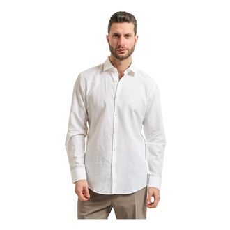 HUGO BOSS Homme, Chemises, Blanc, Taille: 2XL Chemise &agrave; Manches Longues en Lin M&eacute;lang&eacute;