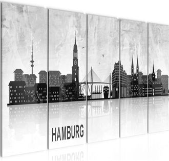 Runa Art Bild Hamburg Wandbilder auf Vlies Leinwand 5 Teilig Wanddekoration Wohnzimmer Schlafzimmer 035956a