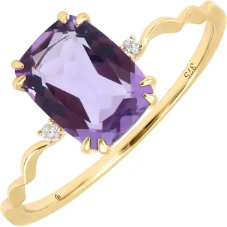 Edenly Vespera Ring - 9-karätiges Gelbgold, Amethyst und synthetische Diamanten