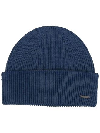 Bugatti Beanie | Signature-Flag | OneSize | Unifarben | Mit Wollanteil Denim