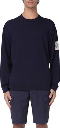 C.P. Company C.p. Company, Homme, Pulls, Bleu, Taille: S Indigo Cotton Vanis&egrave; Crewneck Knit