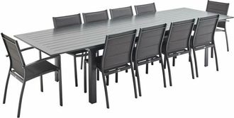 Sweeek Ausziehbare Gartengarnitur - Odenton - 235/335 cm Anthrazit / Dunkelgrau - Sweeek