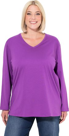 Ulla Popken Damen große Größen Übergrößen Plus Size Shirt, V-Ausschnitt, Relaxed, Langarm