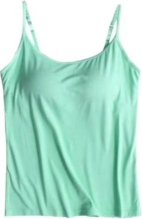 Generic D&eacute;bardeur de sport avec soutien-gorge int&eacute;gr&eacute; - D&eacute;bardeur de yoga - Pour femme - Bretelles spaghetti - L&eacute;ger - T-shirt sans manches - Col en U - T-shi