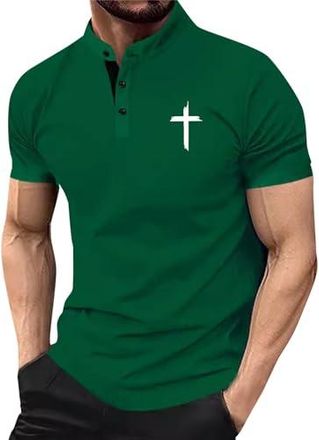 Generic Haut basique classique pour homme, v&ecirc;tement de travail d&eacute;contract&eacute;, polo vintage &agrave; boutons, chemise l&eacute;g&egrave;re et respirante, tunique de vacances, u, XXL