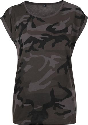 Build Your Brand Damen Ladies Extended Shoulder Camo Tee T Shirt, Darkcamo, S EU