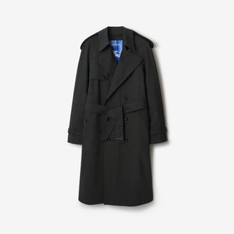 Burberry Trench long en laine stretch li&eacute;e, Size: 50