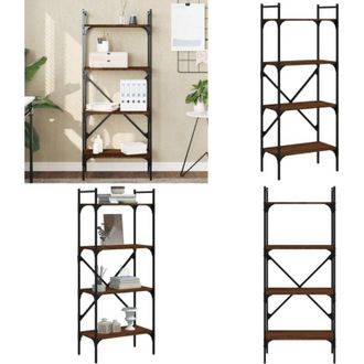 vidaXL Vidaxl - B&uuml;cherregal 4 F&auml;cher Braun Eiche 56x31,5x138,5 cm Holzwerkstoff - Buche Regal - B&uuml;cherst&auml;nder - Wohnraum Dekoration - Regal Braun