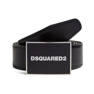 Dsquared2 Homme, Accessoires, Noir, Taille: ONE Size Ensemble Ceinture Noire avec Logo Plaque