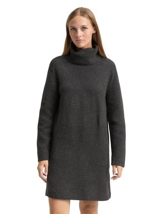 Tom Tailor Damen 1049064 Mini-Kleid mit Rollkragen, 10522-Shale Grey Melange, XXL