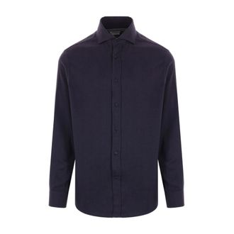 Brunello Cucinelli Hemd aus Baumwolle und Lyocell - - Shirts - Herren - Blau - S