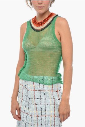 Marni Cashmere Blend Tank Top with Corduroy Detail size 42