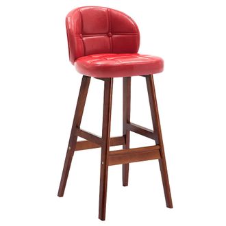 Generic Tresenhocker, Vintage-Barhocker mit PU-Lederpolsterung und Holzbeinen, R&uuml;ckenlehnenhocker f&uuml;r K&uuml;chentheke, Esszimmer