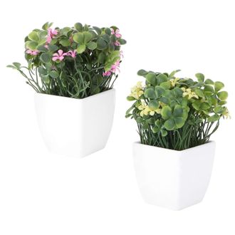 Cabilock 2st&uuml;cke K&uuml;nstlicher Gl&uuml;cksklee Im Topf Realistische Blumendekoration Dekorativer Blumenstrau&szlig;topf F&uuml;r Zuhause B&uuml;ro Party Garten Attraktive Tischdeko