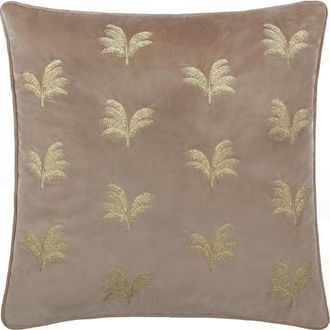Riva Paoletti Guilded Palms Besticktes, mit Polyester gefülltes Kissen - Nerz - 45 x 45 cm