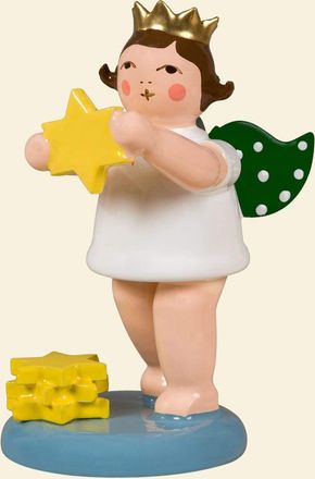 Rudolphs Schatzkiste Holzfigur Engel mit Stern und Krone Höhe 6cm NEU Holzengel Instrument Seiffen Erzgebirge Figur Dekoration Holzfiguren Weihnachten Fensterschmuck Spiel