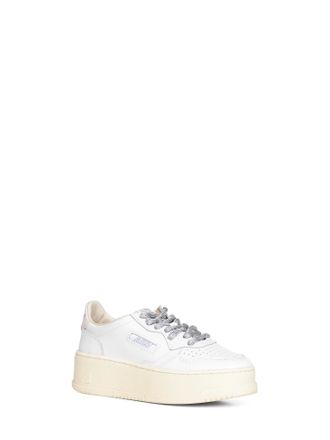 Autry Womens White Leather Platform Sneakers Furs & Skins - Calf Trainers