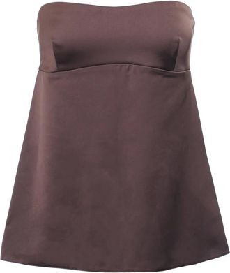 Patrizia Pepe Femme, Tops, Brun, Taille: 40 FR Haut bandeau ajust&eacute; en satin