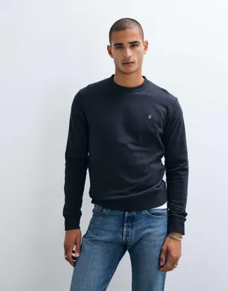 Farah Sweatshirt mit Rundhalsausschnitt in Marineblau