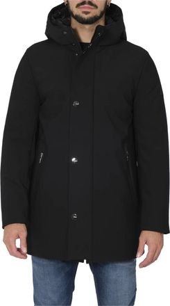 H&egrave;SKIMO Homme, Manteaux, Noir, Taille: S Lungo Capp. Softshell Bonded Bottoni In Metallo