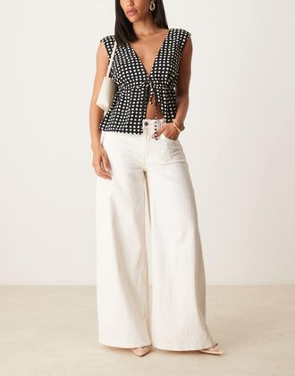 Abercrombie & Fitch Pantalon ultra large - Écru-Neutre