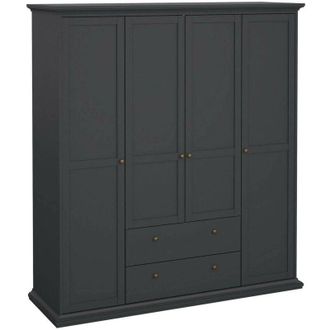 Dmora Grande Armoire Amarena, Dressing Chambre, Porte-Manteaux, 8 &Eacute;tag&egrave;res, 60,5x200,6h cm Gris