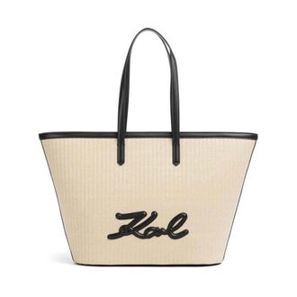 Karl Lagerfeld K/Signature Raffia MD Tote - - Bags - Damen - Beige - ONE SIZE