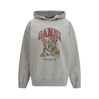 Ganni Femme, Sweatshirts et sweats &agrave; capuche, Gris, Taille: 42 FR SweaT-shirt ras du cou en coton
