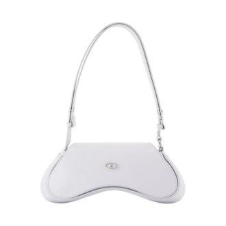 Diesel Graue Leder-Schultertasche mit Klappe - - Bags - Damen - Grau - ONE SIZE