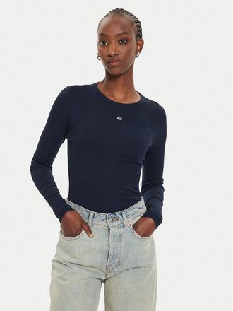 Tommy Jeans Bluse Essential DW0DW17387 Dunkelblau Slim Fit