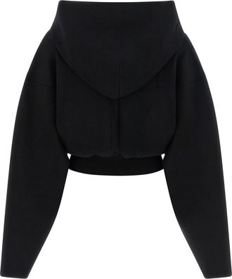 Rick Owens Cropped Structured Hoodie - Black