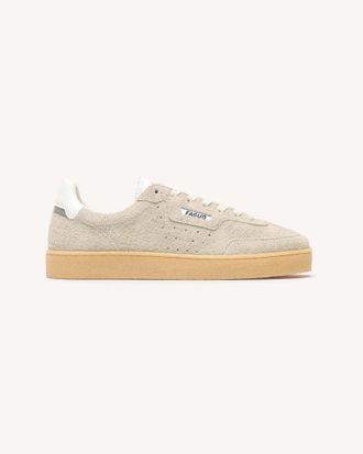 Faguo Baskets en cuir su&egrave;de gris beige