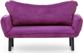 Les Tendances Canap&eacute; convertible 2 places tissu violet Kalos 140 cm