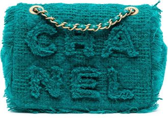 Chanel Hobo Bags - Small Wool Tweed Giant Logo Flap - Gr. unisize - in Blau - f&uuml;r Damen
