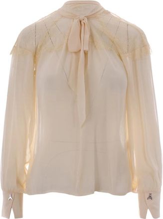 Patrizia Pepe Femme, Blouses et Chemises, Beige, Taille: 38 FR Blouse &agrave; col lavalli&egrave;re