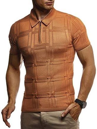 LEIF NELSON LN7325 T-shirt d&eacute;t&eacute; col polo &agrave; manches courtes Basique pour homme Coupe ajust&eacute;e en maille fine Blanc Noir, camel, XXL
