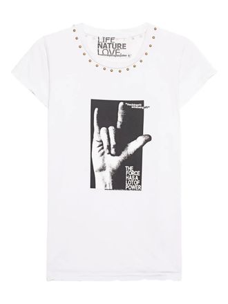 Freecity T-Shirt mit Nieten - Wei&szlig;