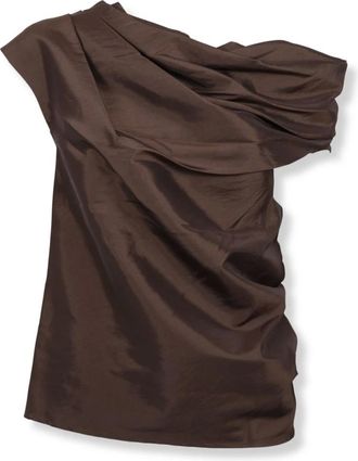 SIMKHAI Femme, Blouses et Chemises, Brun, Taille: 38 FR Vivia Taffeta Draped Top