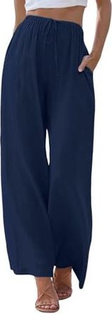 Generic Nuoke Pantalon Fluide Femme &eacute;t&eacute;,Pantalon d&eacute;contract&eacute; &agrave; Taille &eacute;lastique pour avec Poches, Couleur Unie, Coupe Droite, Ample et Long Short Noir Soie (N