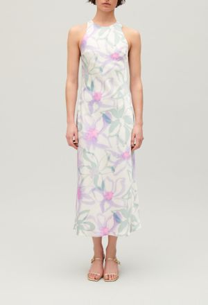 Claudie Pierlot Robe longue satin&eacute;e imprim&eacute;e