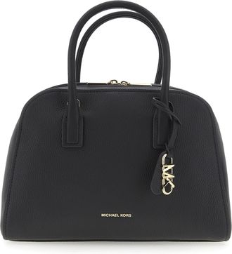 Michael Kors Women MD Zip Satchel Hand Bag, Schwarz