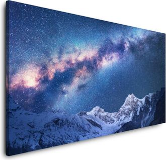 Paul Sinus Art Milchstraße mit Gebirge 120x 60cm Panorama Leinwand Bild XXL Format Wandbilder Wohnzimmer Wohnung Deko Kunstdrucke